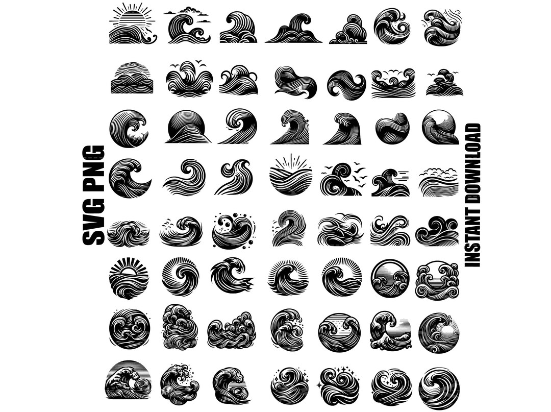 Wave Svg, Ocean Waves Svg, Wave Svg Bundle, Beach Svg, Waves Svg, Water ...
