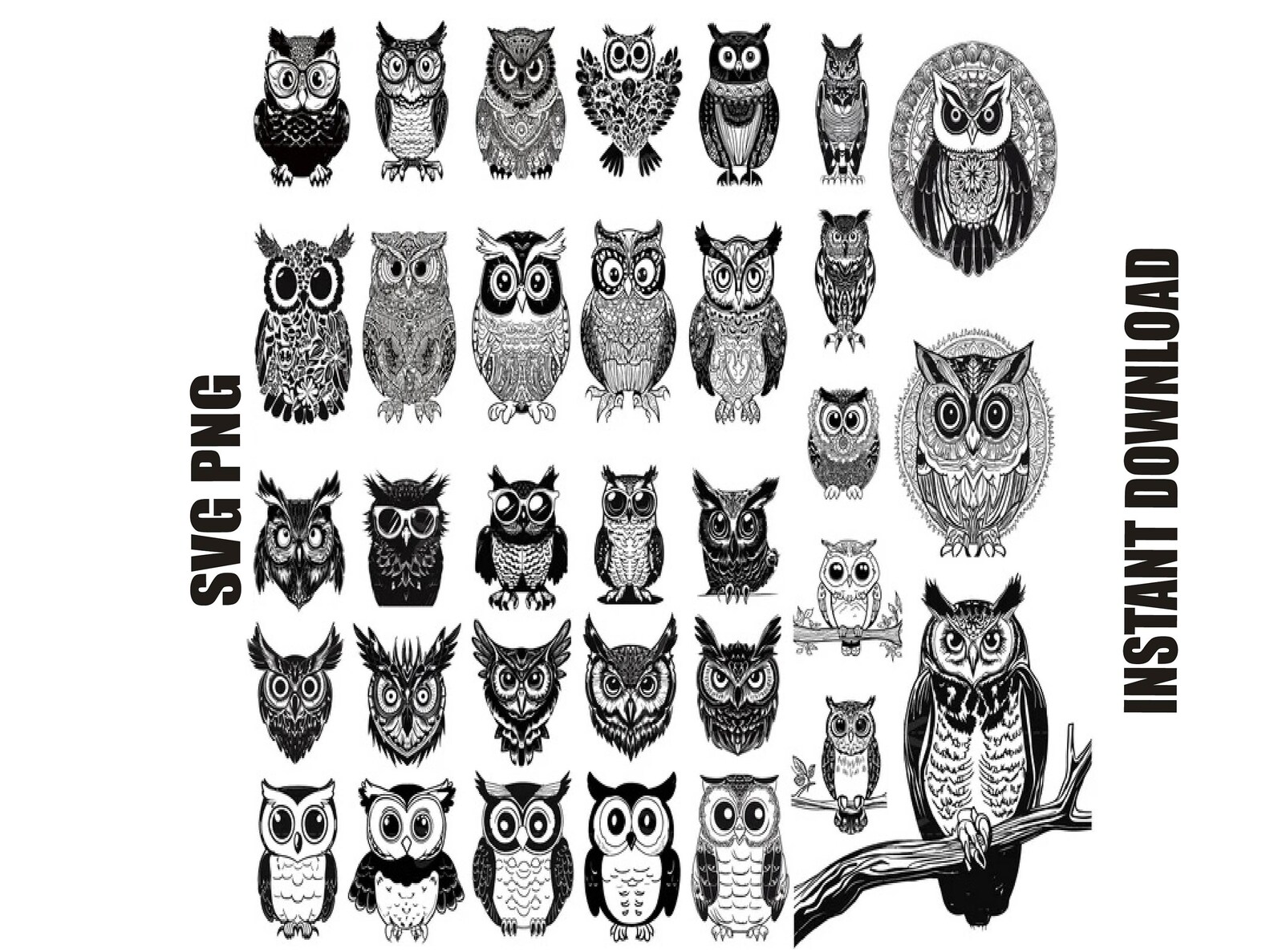 Owl Svg Bundle, Owls Svg, Owls Png, Mandala Owl Svg, Owl Head Svg ...