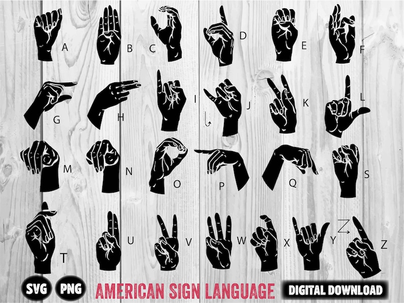 AMERICAN Sign Language Svg American Sign Language Font - Etsy