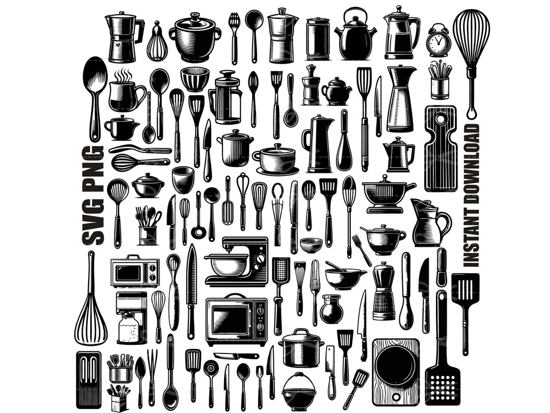 KITCHEN UTENSILS SVG, Cooking Svg, Spon, Fork, Knife, Kitchen Utensils ...