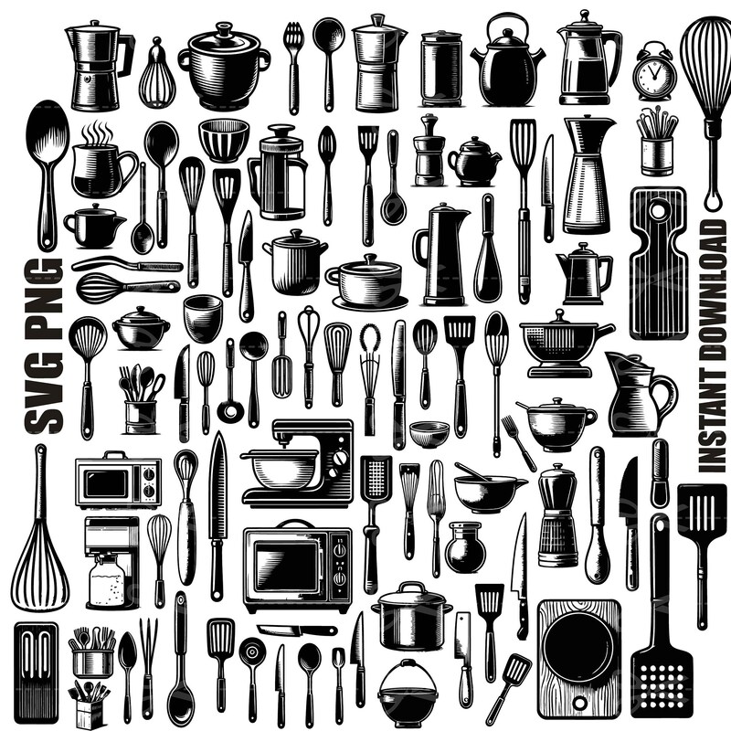 Kitchen Utensils Svg - Etsy