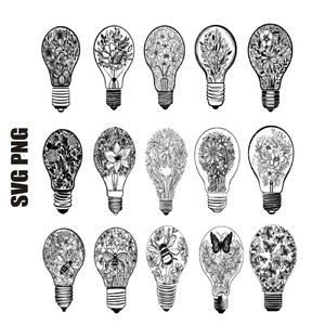 Floral Lightbulb SVG, Wildflowers Svg , Floral Lightbulb Clipart ...