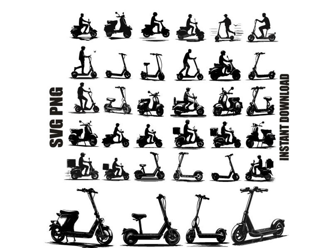 Scooter Svg, Scooter Svg Bundle, Electric Scooter Svg, Scooter ...