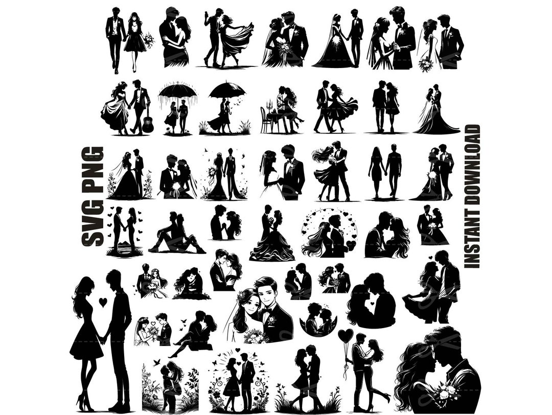 Couples SVG, Couple Silhouette, Wedding Couple Svg, Lover Svg, Marriage ...