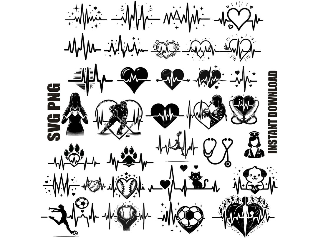 HEARTBEAT SVG, Heartbeat Svg Bundle, HEARTBEAT Clipart, Heartbeat Svg ...