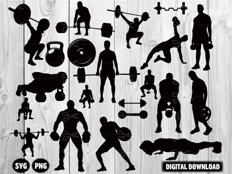 Weight Lifting SVG Cut Files Weight Lifting Silhouette - Etsy