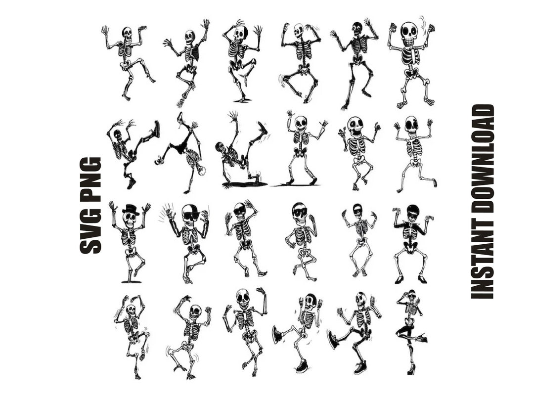 Dancing Skeleton Svg, Funny Dancing Skeleton Svg Bundle, Dancing Skeleton Clipart, Dancing ...