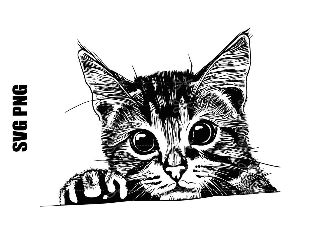 Peeking Cat SVG - Playful Feline Cut File for Craft Enthusiasts - Cute ...