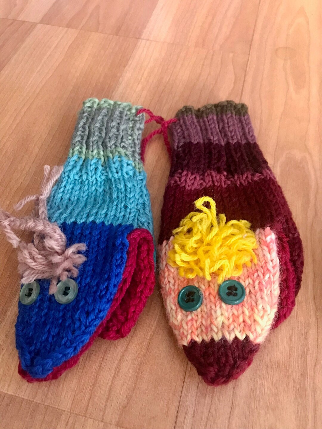 Puppet Mittens, Handknit Wool, Gift for Newborns, Gift for Kids, Gift ...