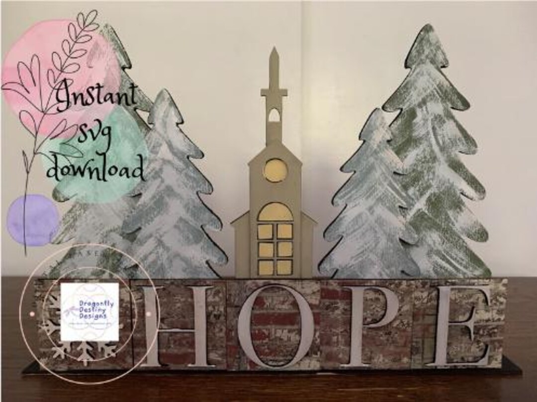 Hope Church and Trees SVG File (digital Download) - Etsy