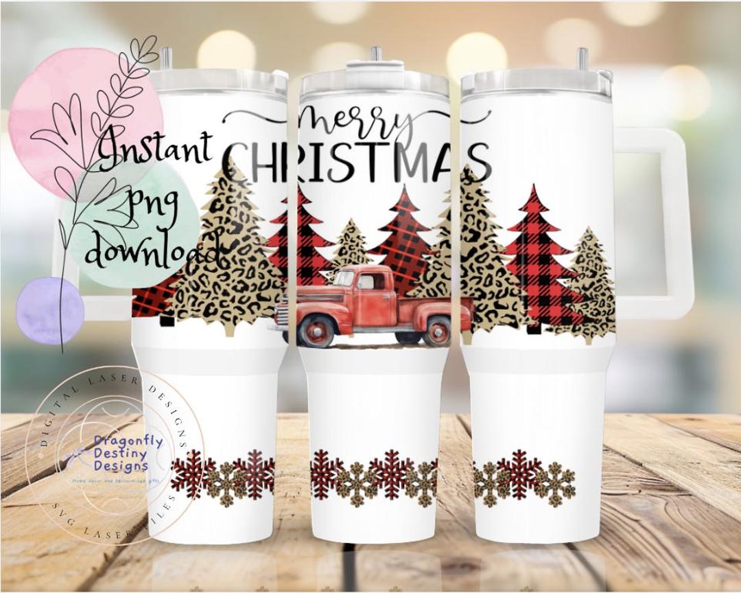 Merry Christmas Red Truck 40 Oz Tumbler Sublimation Wrap - Etsy