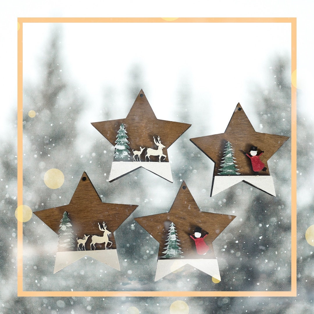 Star Scene Christmas Ornament SVG File - Etsy