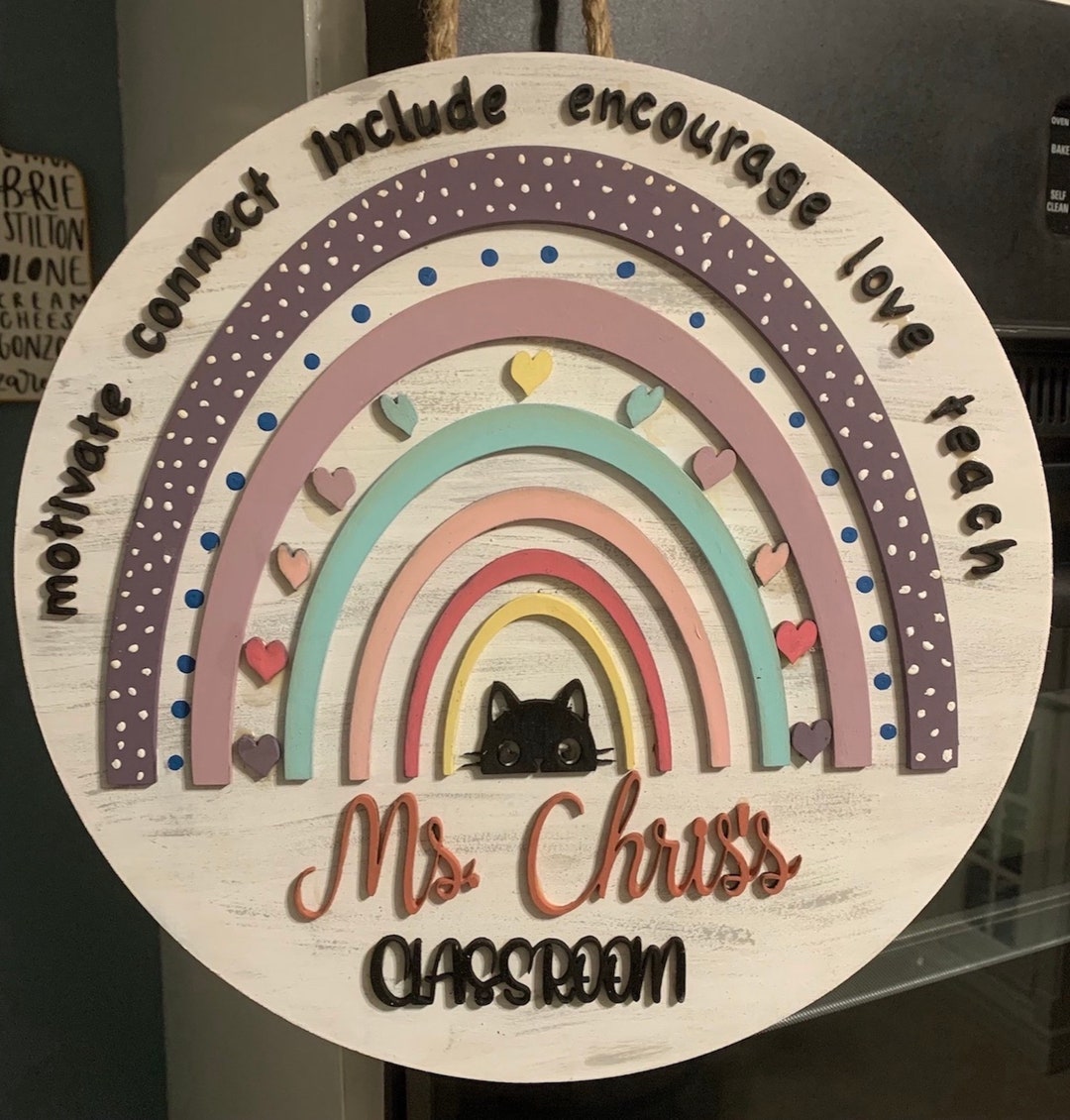 Teacher Rainbow Classroom Sign - Etsy