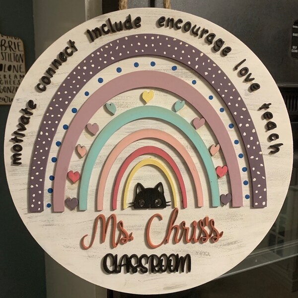 Rainbow Teacher Classroom Sign - Etsy