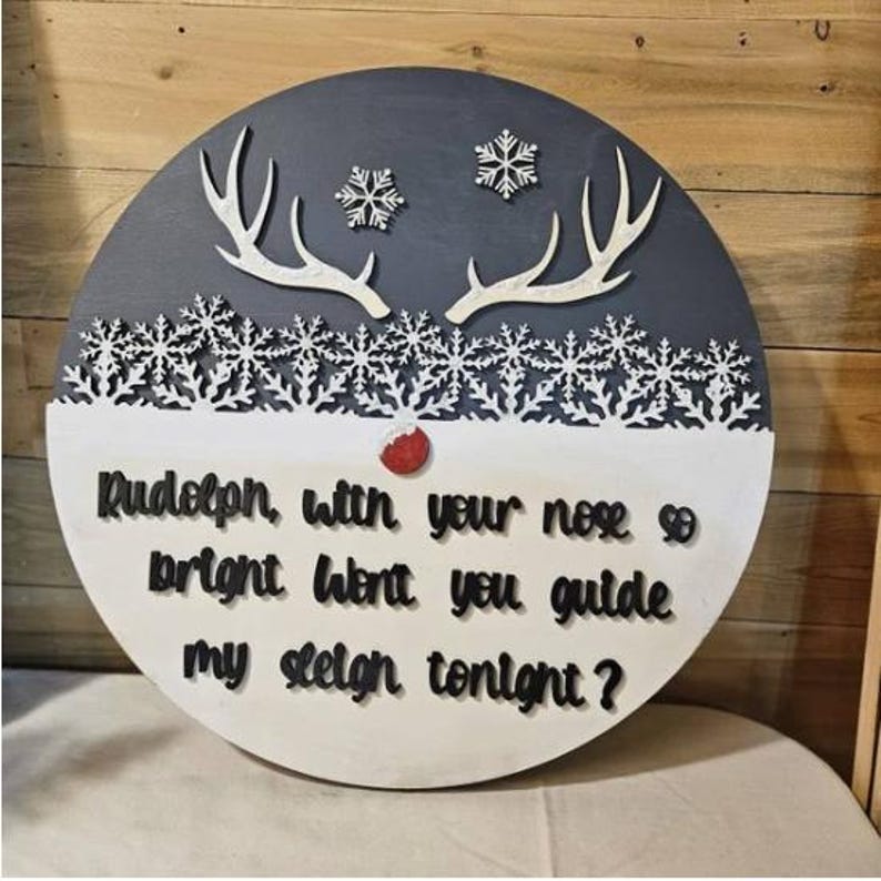 SVG File for Rudolf Antler and Red Nose Door Hanger - Etsy