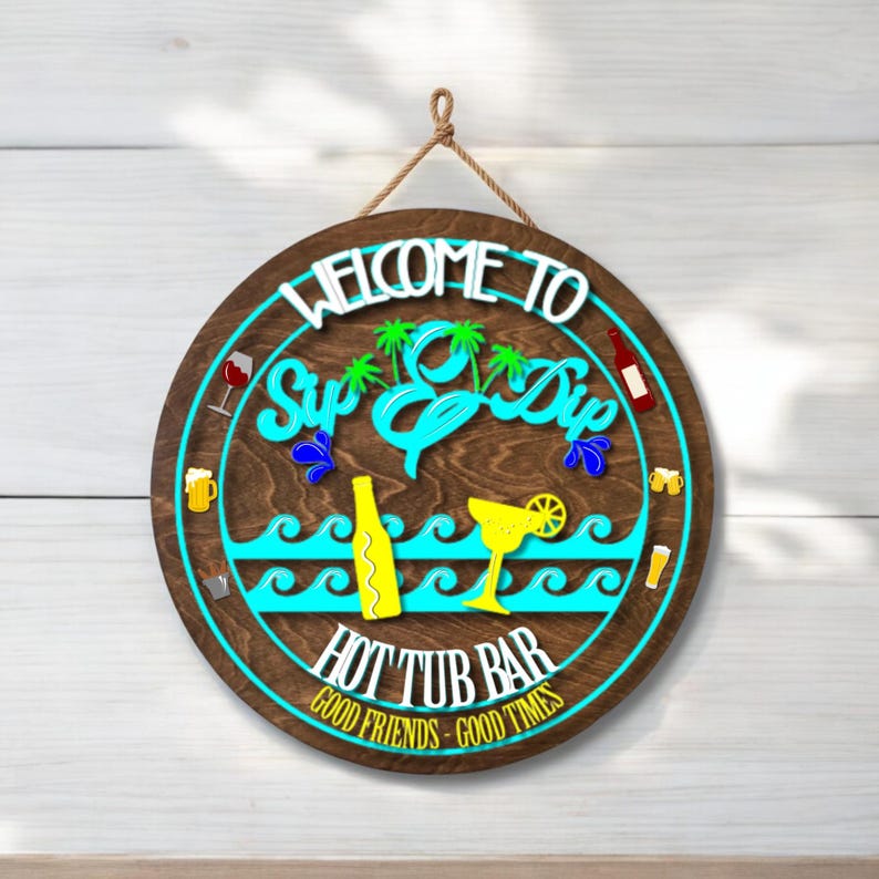 Sip and Dip Sign for Hot Tub and Pool Decor | Fun Outdoor Swimming Pool ...