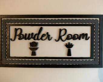 Powder Room Chalkboard Sign,powder Room Decor, Vintage Style Bath Decor ...