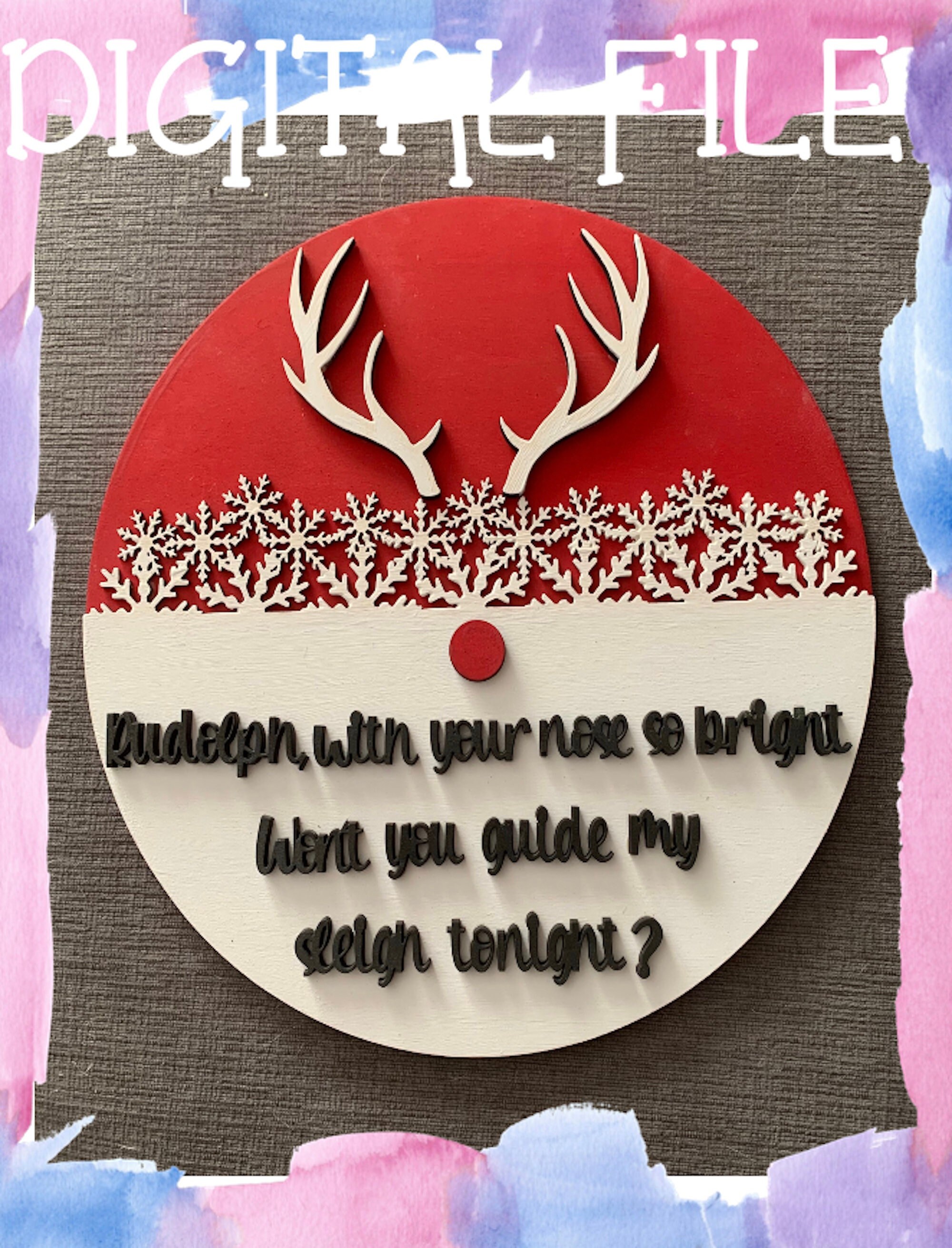 SVG File for Rudolf Antler and Red Nose Door Hanger - Etsy