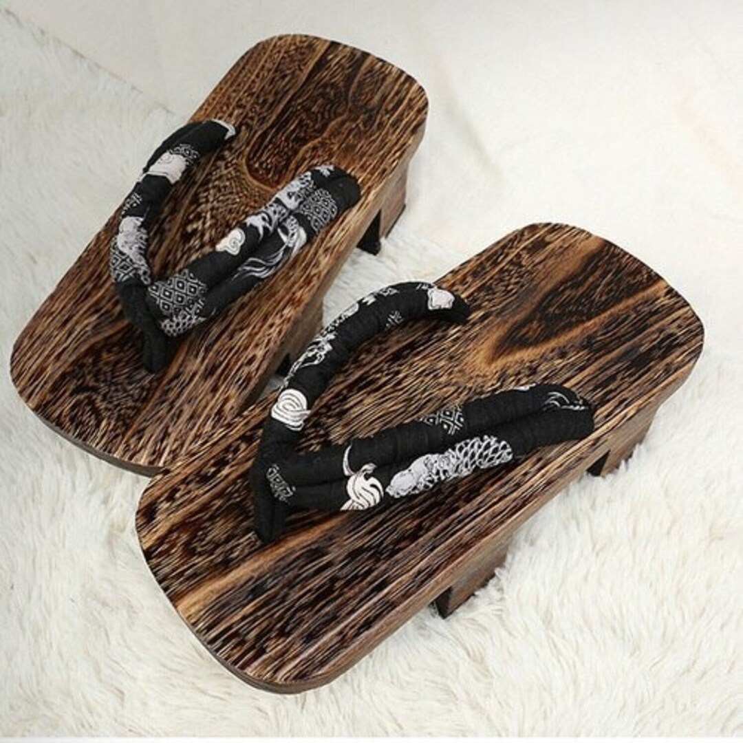 Japanese Slippers Geta Wooden Clogs Man Kimono Two-teeth Geta Flip ...