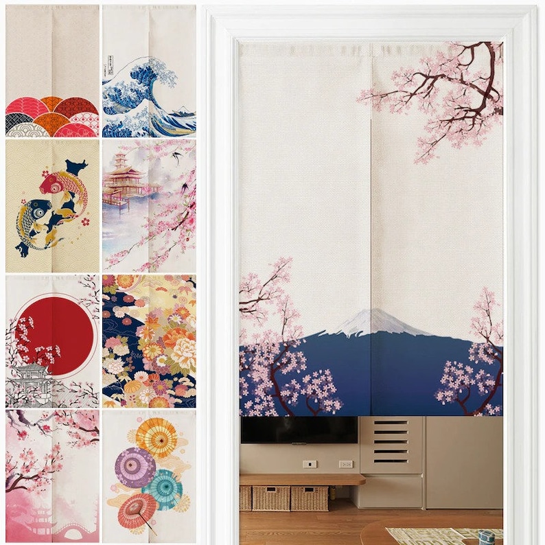 Japanese Doorway Curtain Split Cotton Fabric Noren Curtain - Etsy