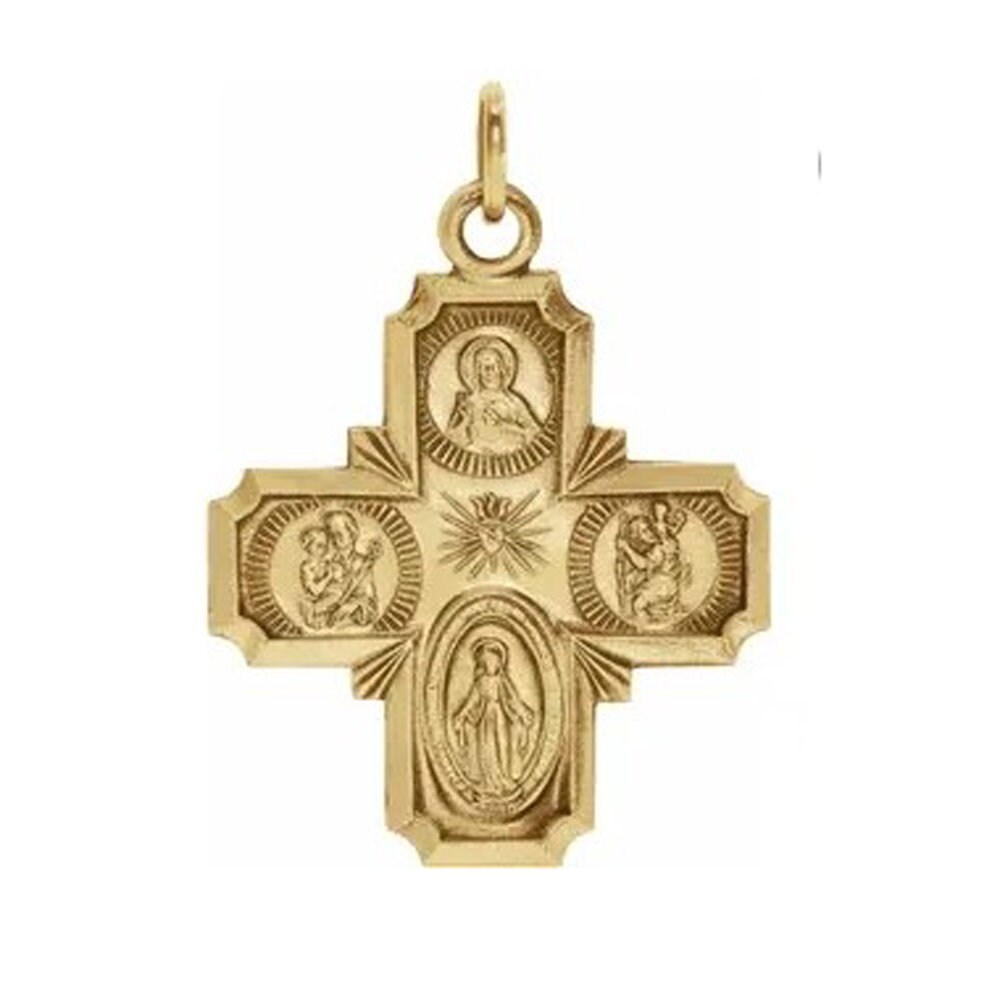 14K Yellow 8x8 Mm Four-way Cross Medal - Etsy