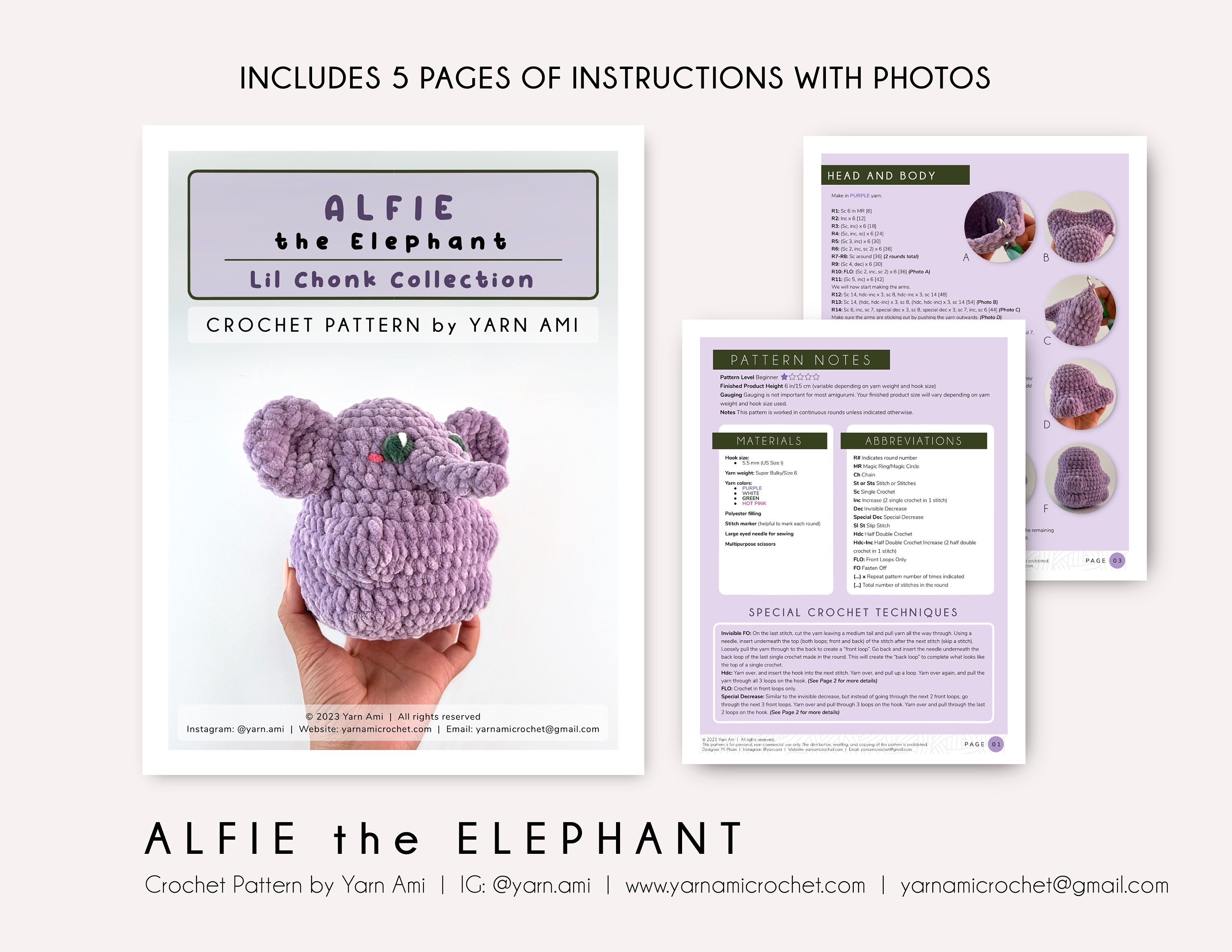 Alfie the Elephant Crochet Pattern Elephant Amigurumi - Etsy