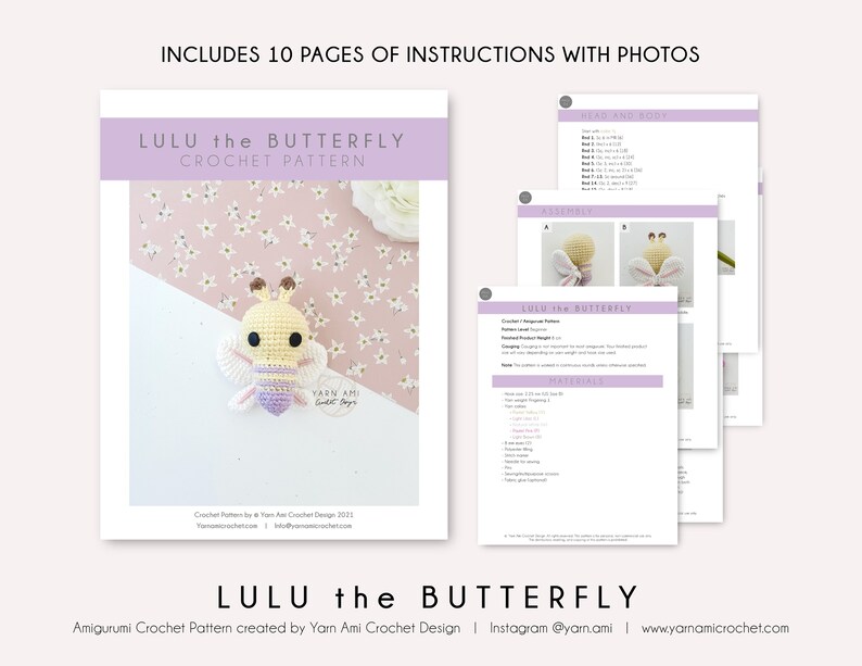 Lulu the Butterfly Amigurumi Crochet Pattern Instant PDF - Etsy