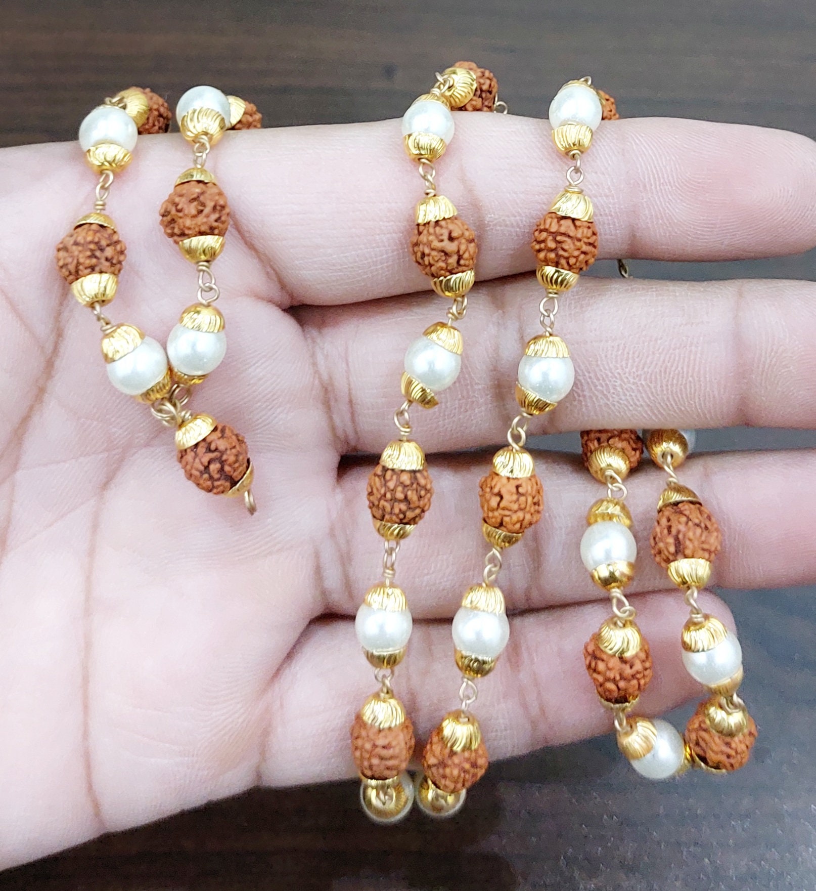 5 Mukhi Rudraksha Pearl Mala 5 Face Rudraksh 40 Beads in - Etsy