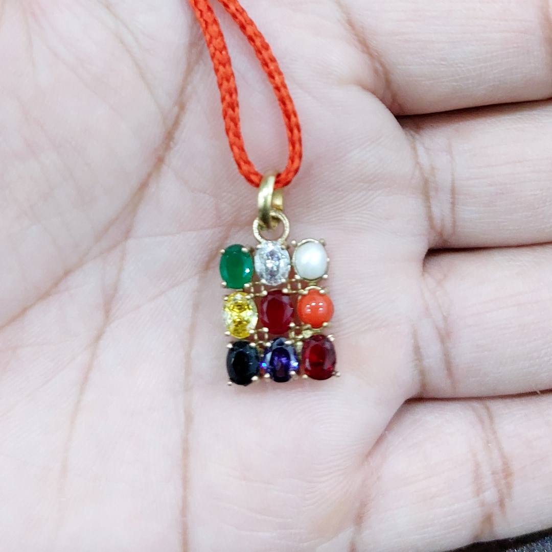 Navratan Pendant Navratna Pendent 100% 9 Real Stone With Brass Metal - Etsy