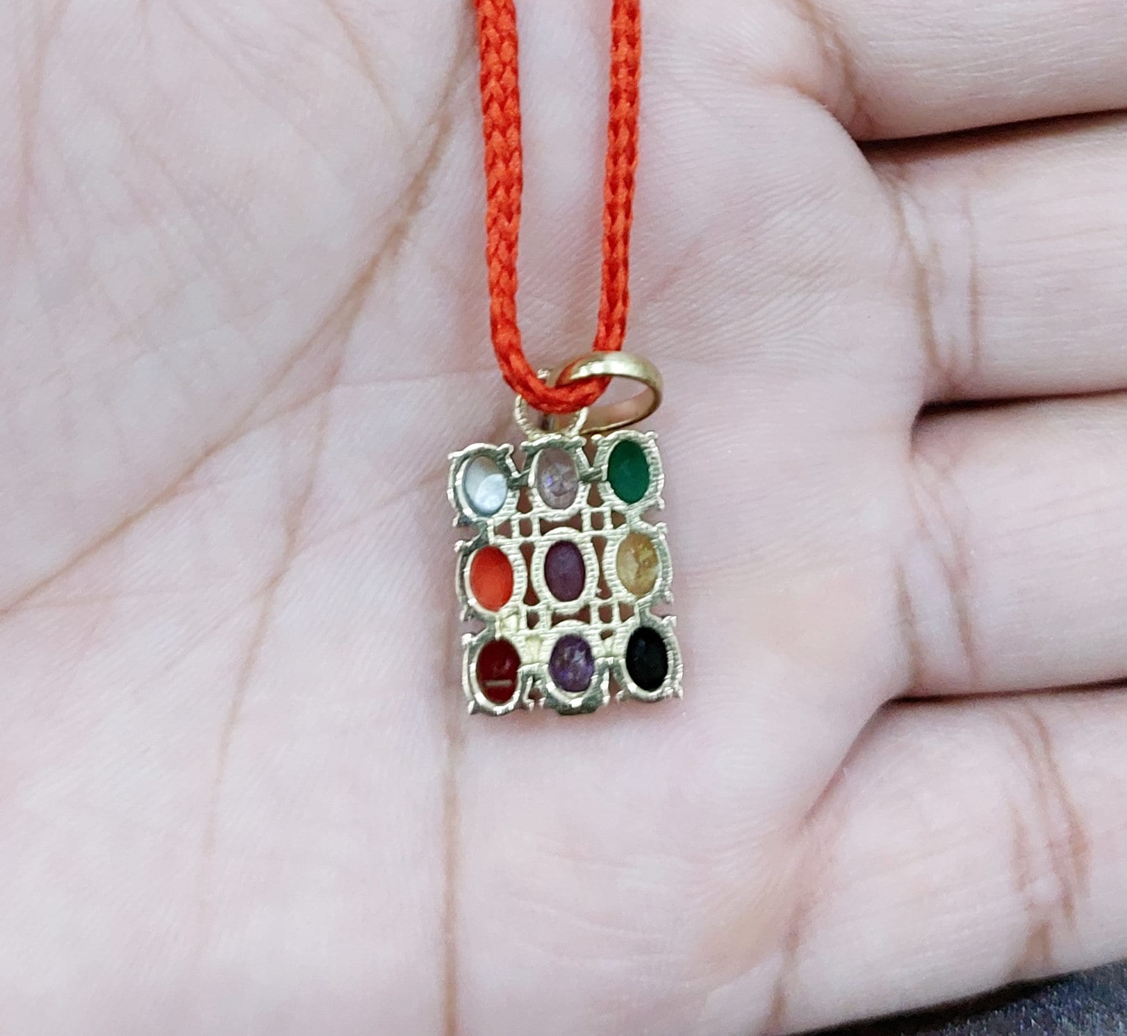 Navratan Pendant Navratna Pendent 100% 9 Real Stone With Brass Metal - Etsy