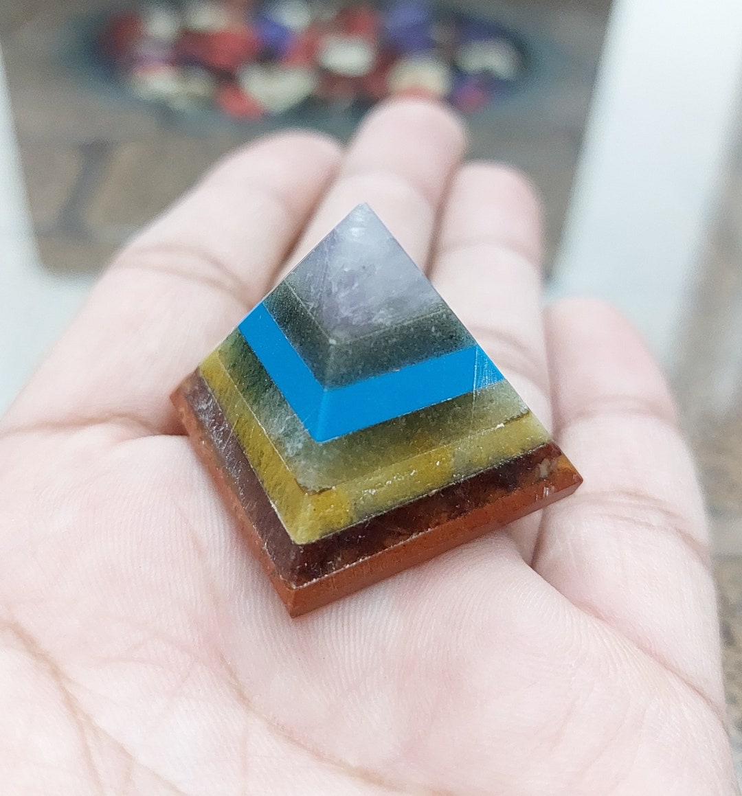 7 Chakra Pyramid 100% Natural Stone Crystal Energy Generator Pyramid - Etsy