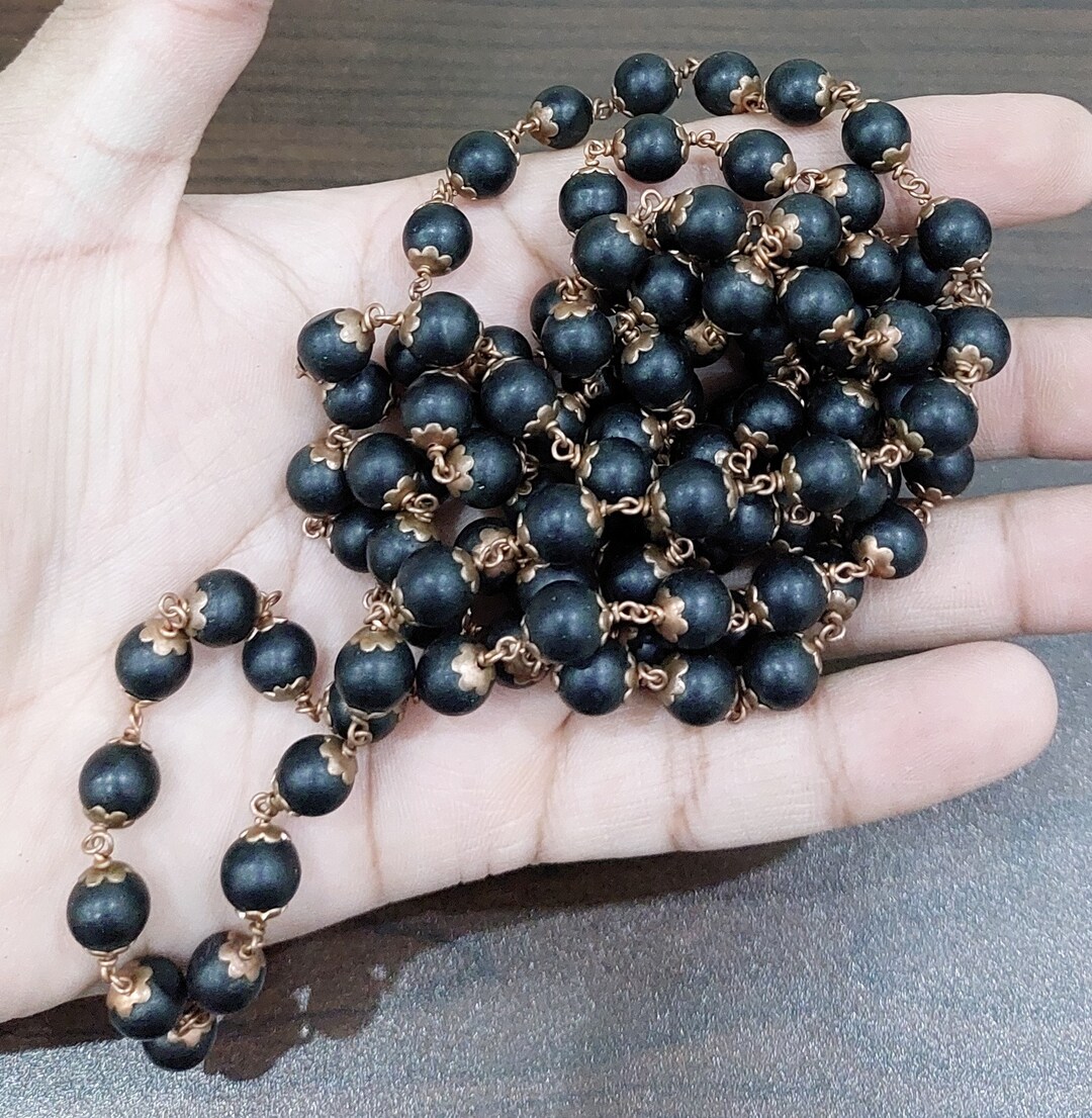 Shaligram Mala Gopal 108+1 Beads & 7 Mm Beads Size in Saligram Neckalce ...