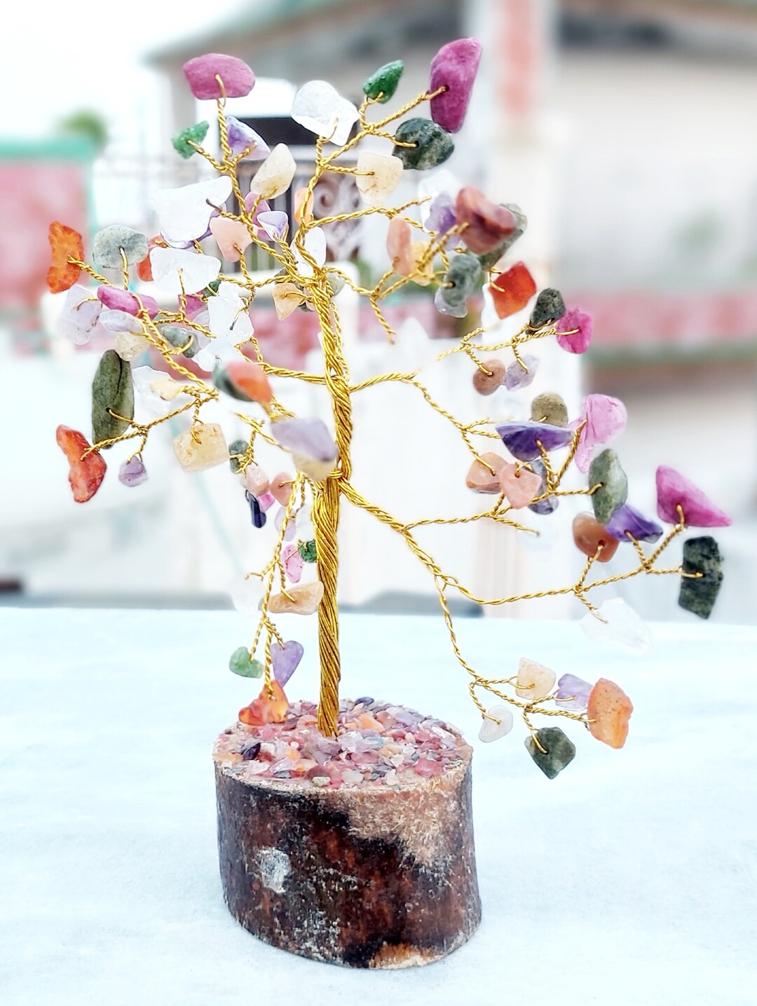 7 Chakra Stone Tree Crown Chakra Reiki Crystal Healing Tree 100 Beads ...