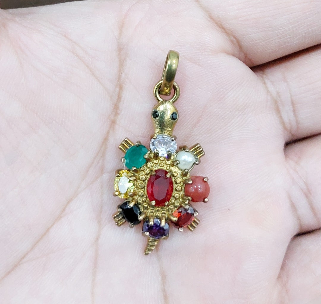 Kuber Kachua Navratan Pendant Navratna Pendent 100% 9 Natural Stone ...