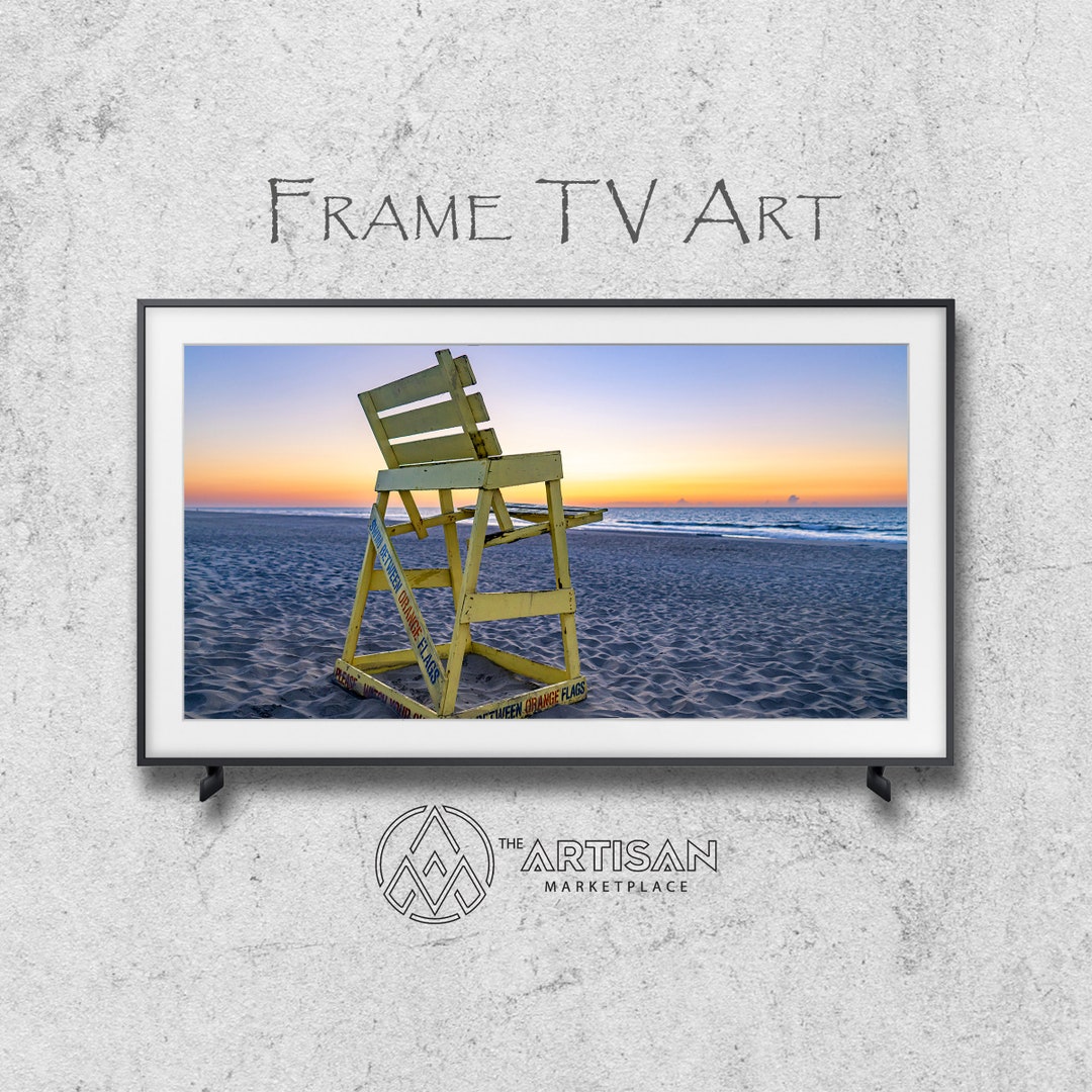 Samsung Frame TV Art: Beach Lifeguard Chair at Sunrise (digital ...