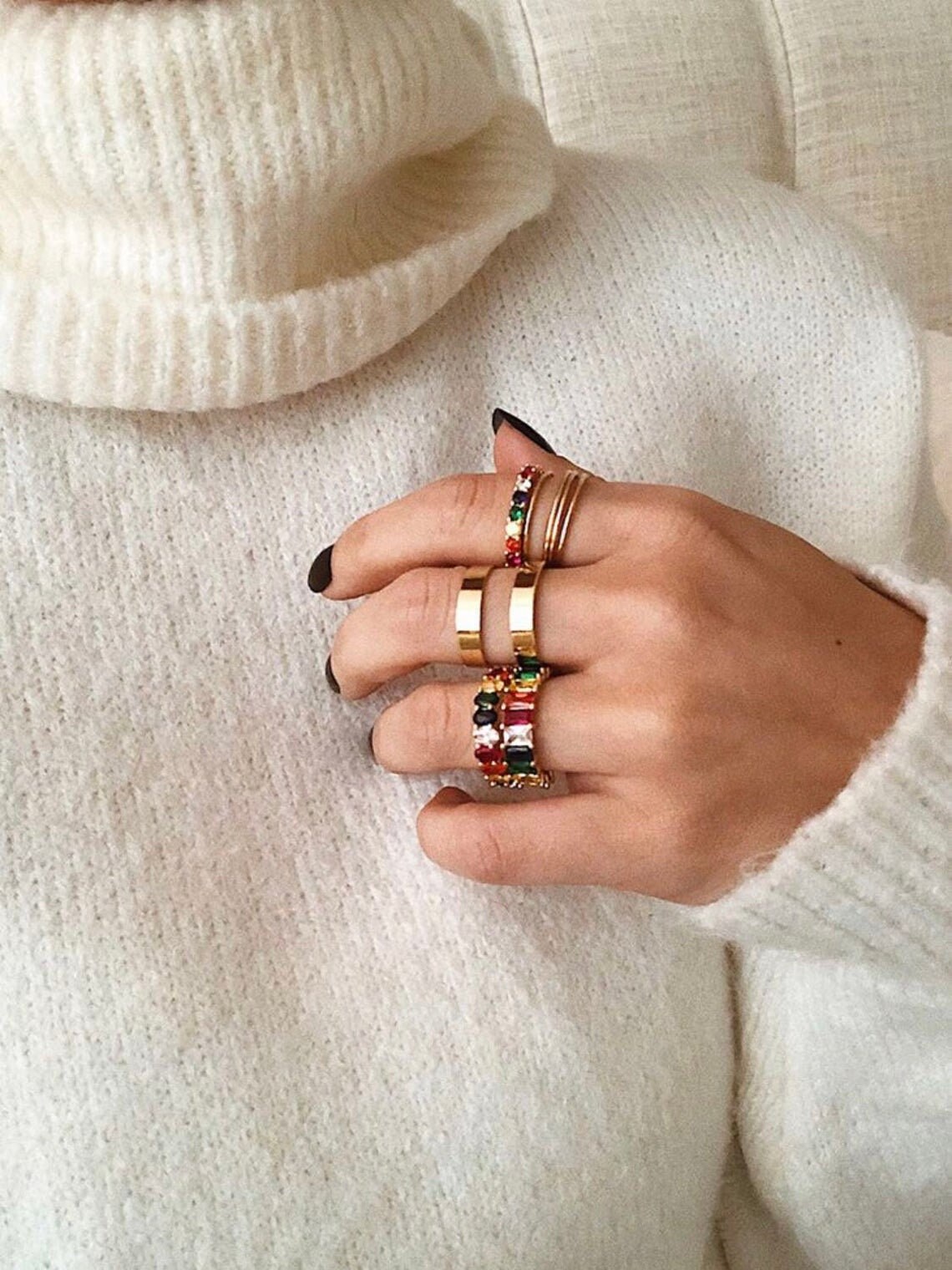 Rainbow Colorful Ring Sparkly Crystal Multicolor Diamond - Etsy