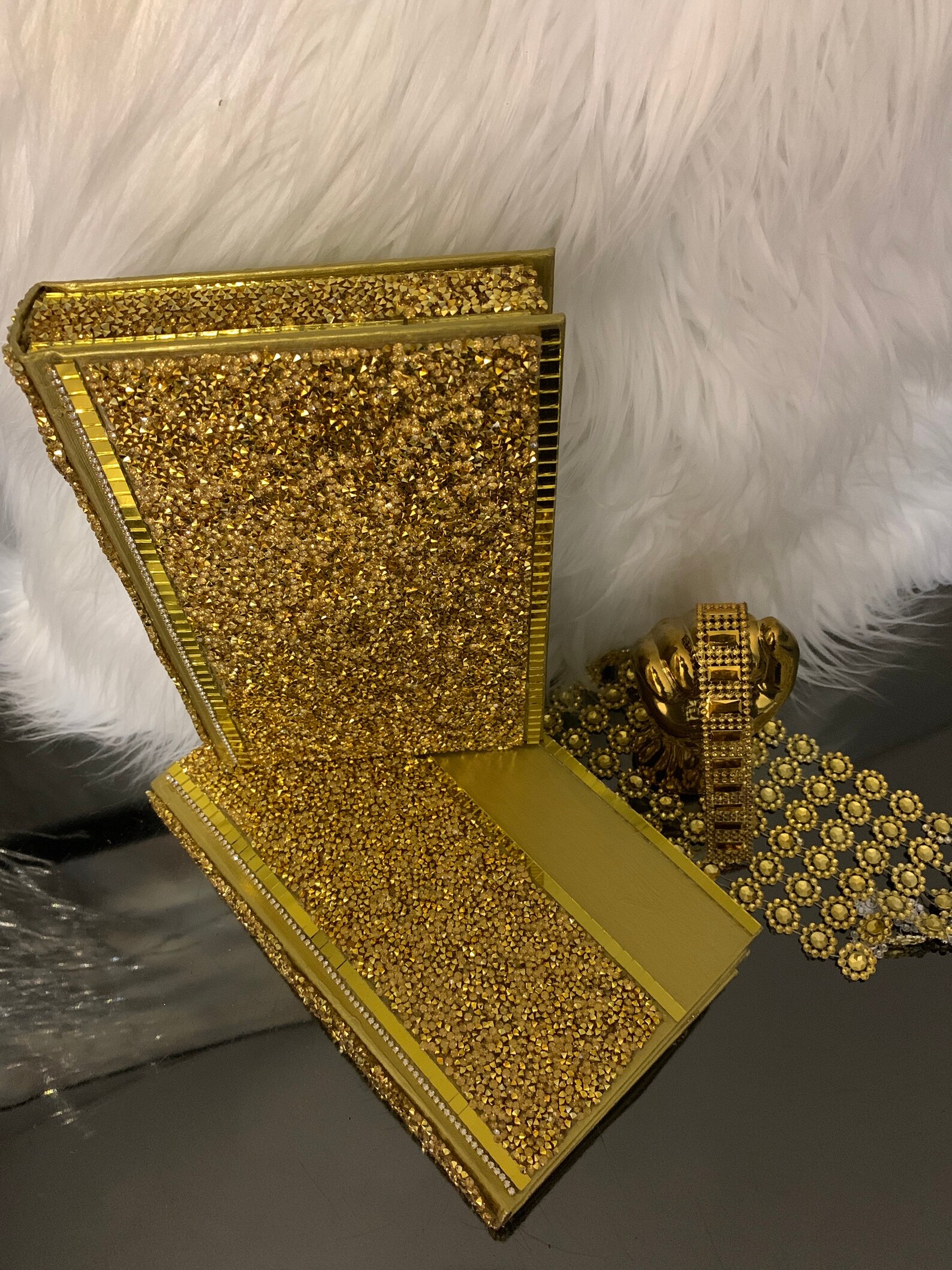 CRUSH GOLD DIAMOND 3 Piece Glam Decor Book Set Display Books - Etsy