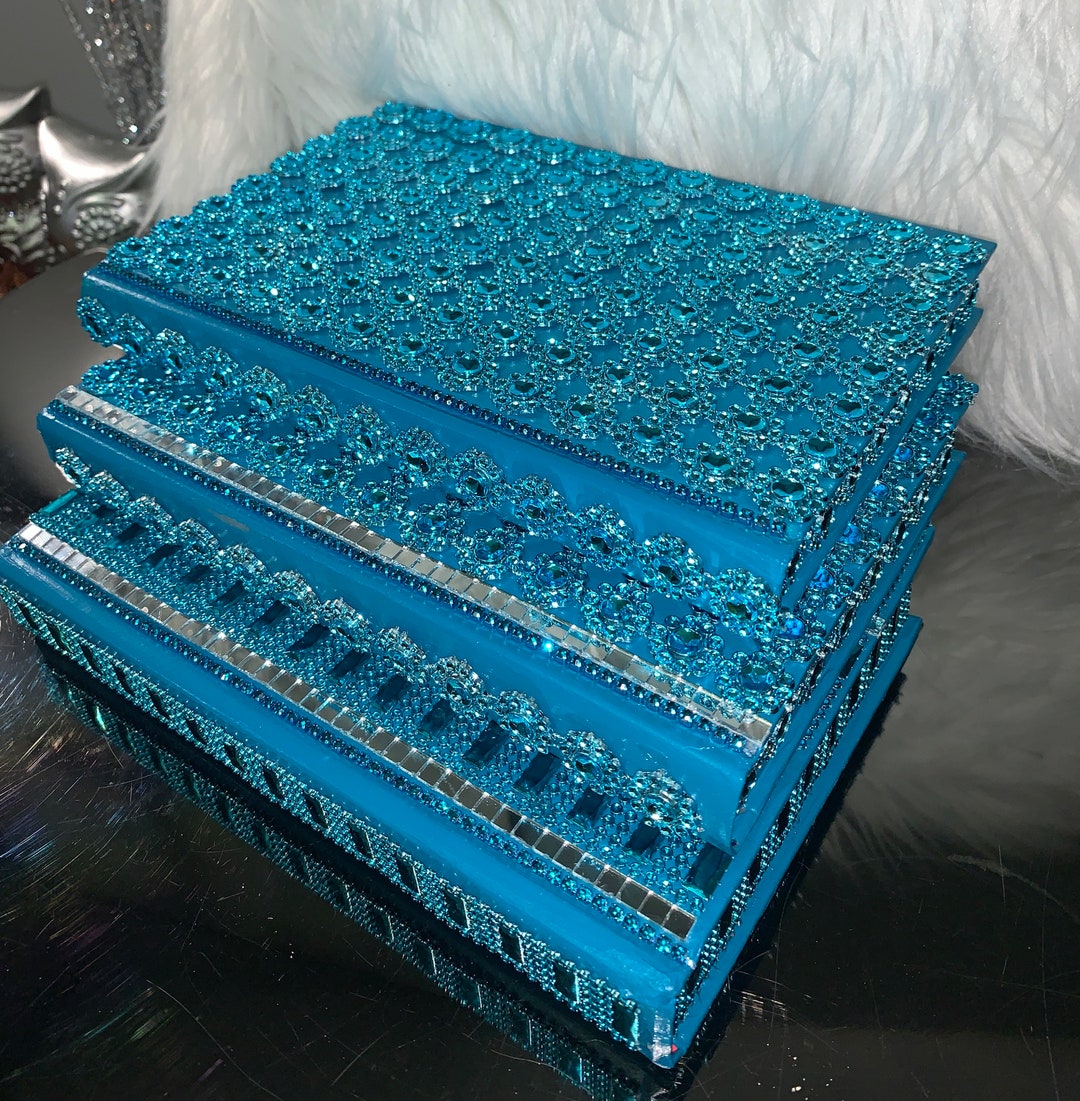 PEACOCK PEARL 3 Piece Glam Decor Book Set Display Books - Etsy