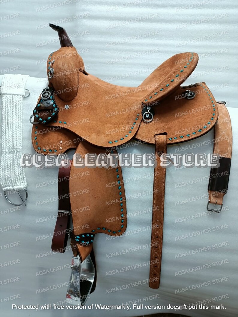 Premium Quality Western Leather Barrel Rough Out Saddle Free | Etsy
