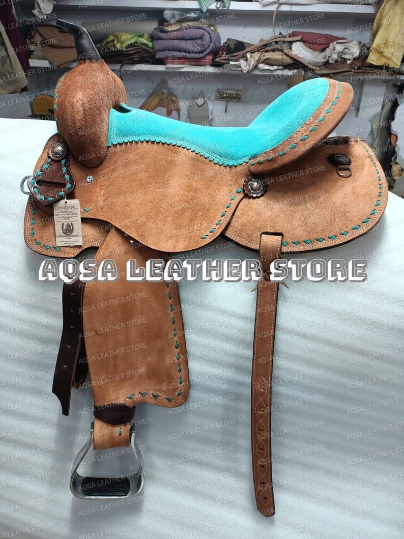 Premium Quality Western Leather Barrel Rough Out Saddle Free - Etsy