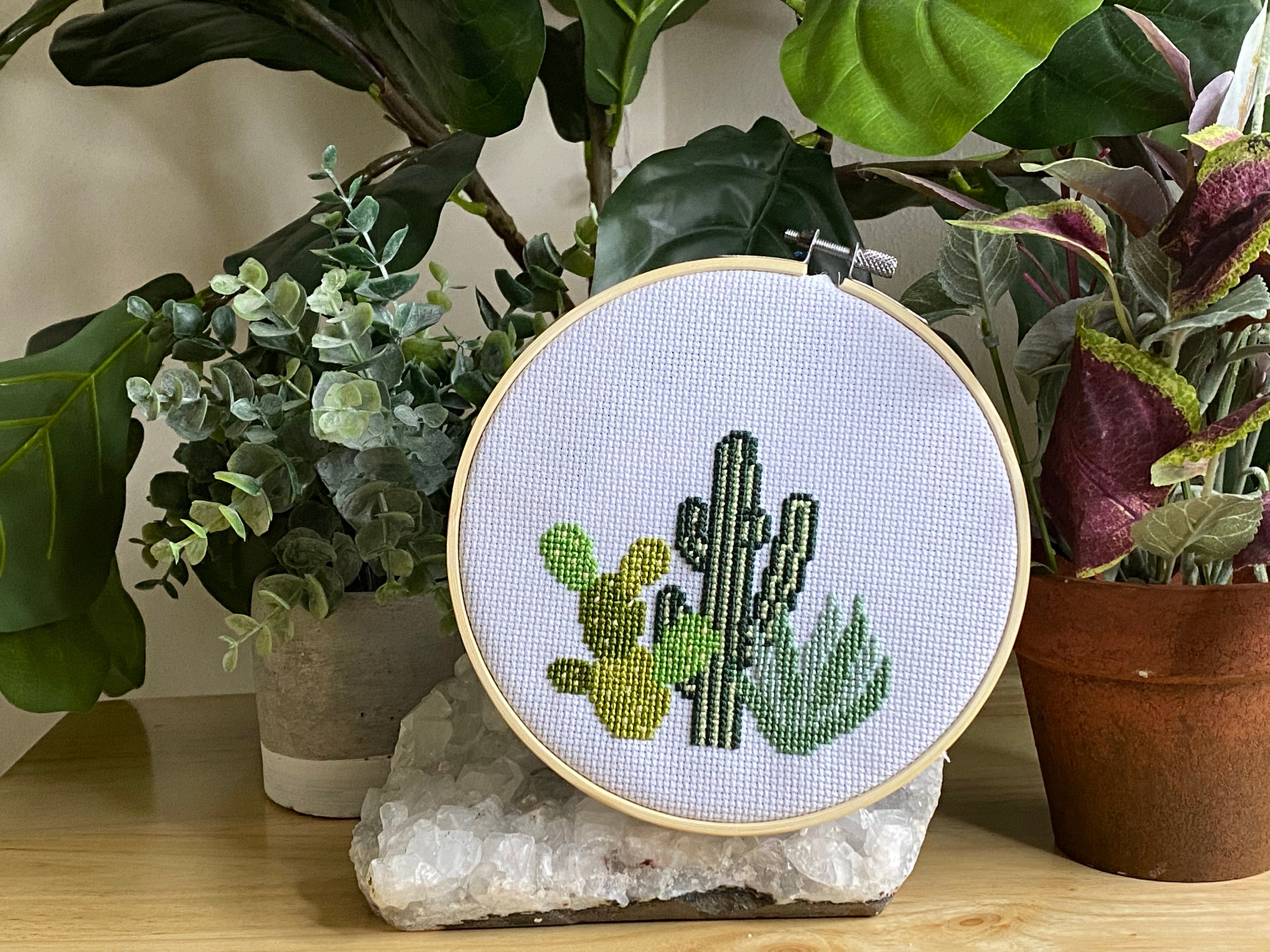 Pre-made Cross Stitch Cactus - Etsy UK