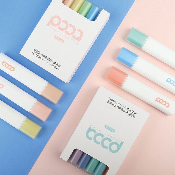 Mini Block Highlighter Set Art Stationery Supplies 6 Pcs/box - Etsy