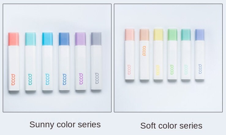 Mini Block Highlighter Set Art Stationery Supplies 6 Pcs/box - Etsy