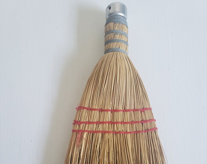 Vintage Whisk Broom Brush. Metal Capped, Hand Straw Brush, Hand Held ...