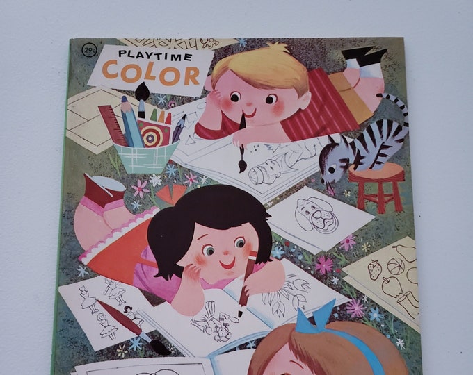 Vintage RARE Coloring Book. Playtime Book, Vintage Children's Coloring ...