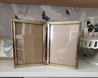 Vintage Two Sided Gold Metal Frame -- Vintage Photo Picture Frame ...