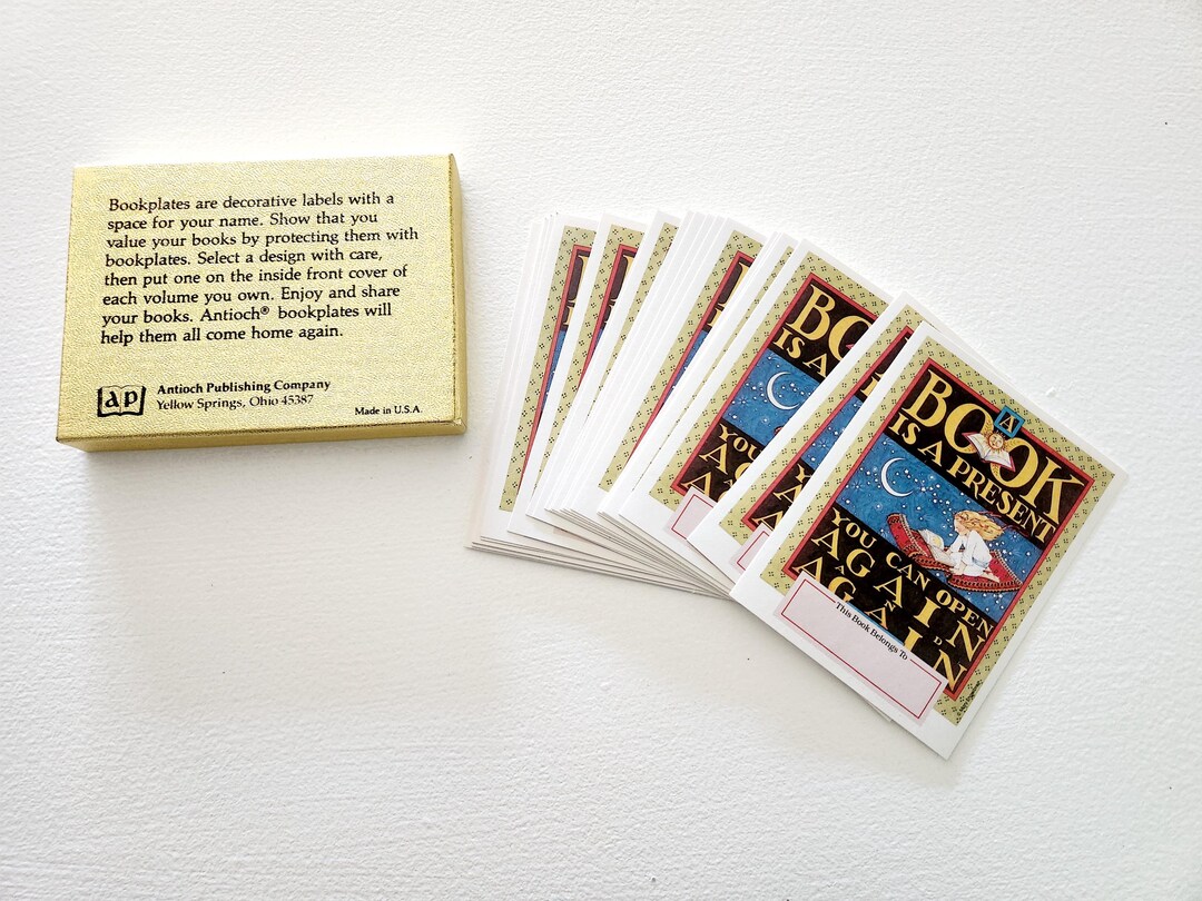 Vintage Antioch Bookplate Company Paper Bookplates in Original Box -- A ...