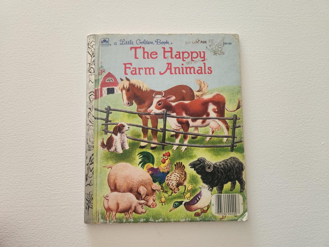 The Happy Farm Animals -- 1978 Vintage Little Golden Children's Book ...