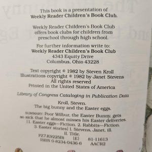 The Big Bunny and the Easter Eggs by Steven Kroll 1982 Vintage Children ...