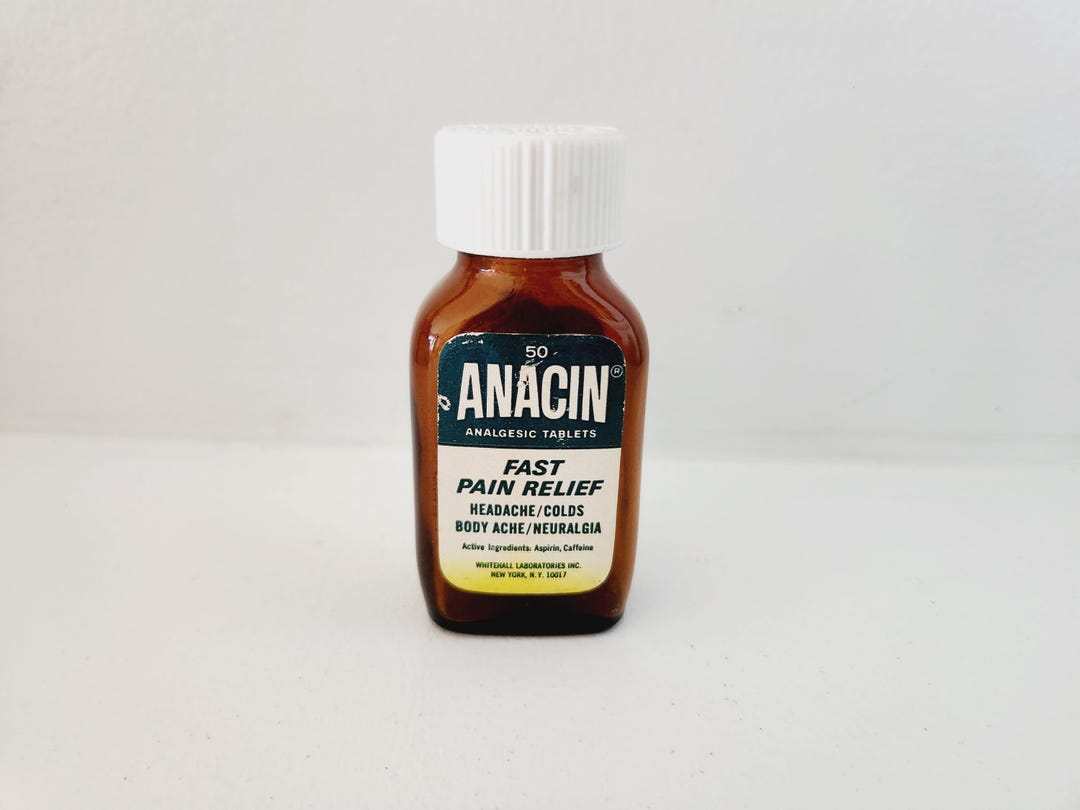 Vintage Amber Glass Anacin Analgesic Tablets Bottle Whitehall ...